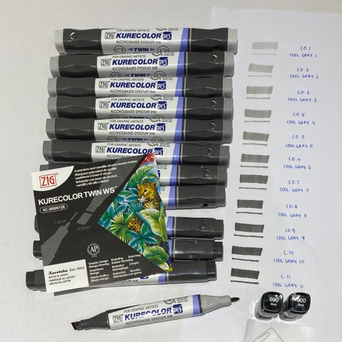 ZIG Kurecolor Twin Tip Marker KC-3000N Set of 12 – Bunkuya