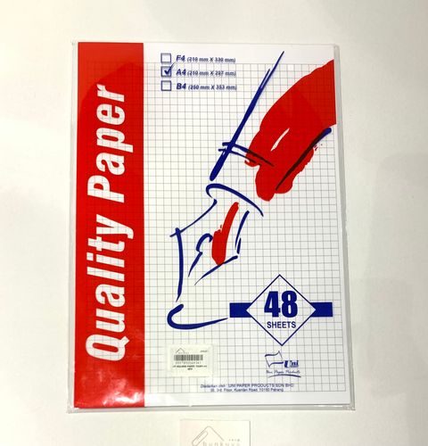 Uni Square & Ruled Paper A4 48 Sheets – Bunkuya