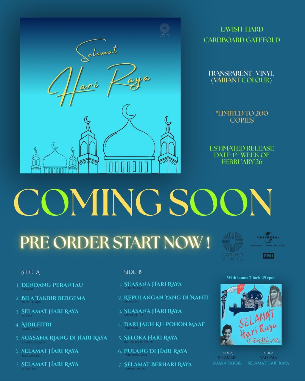 [Pre-Order] Selamat Hari Raya - Transparent Vinyl (Variant Colour ...