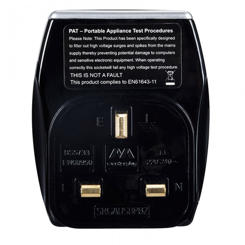 MASTERPLUG SRGAUSBPB2 SURGE USB ADAPTOR X 2 USB (2.1A) POLISH BLACK ...