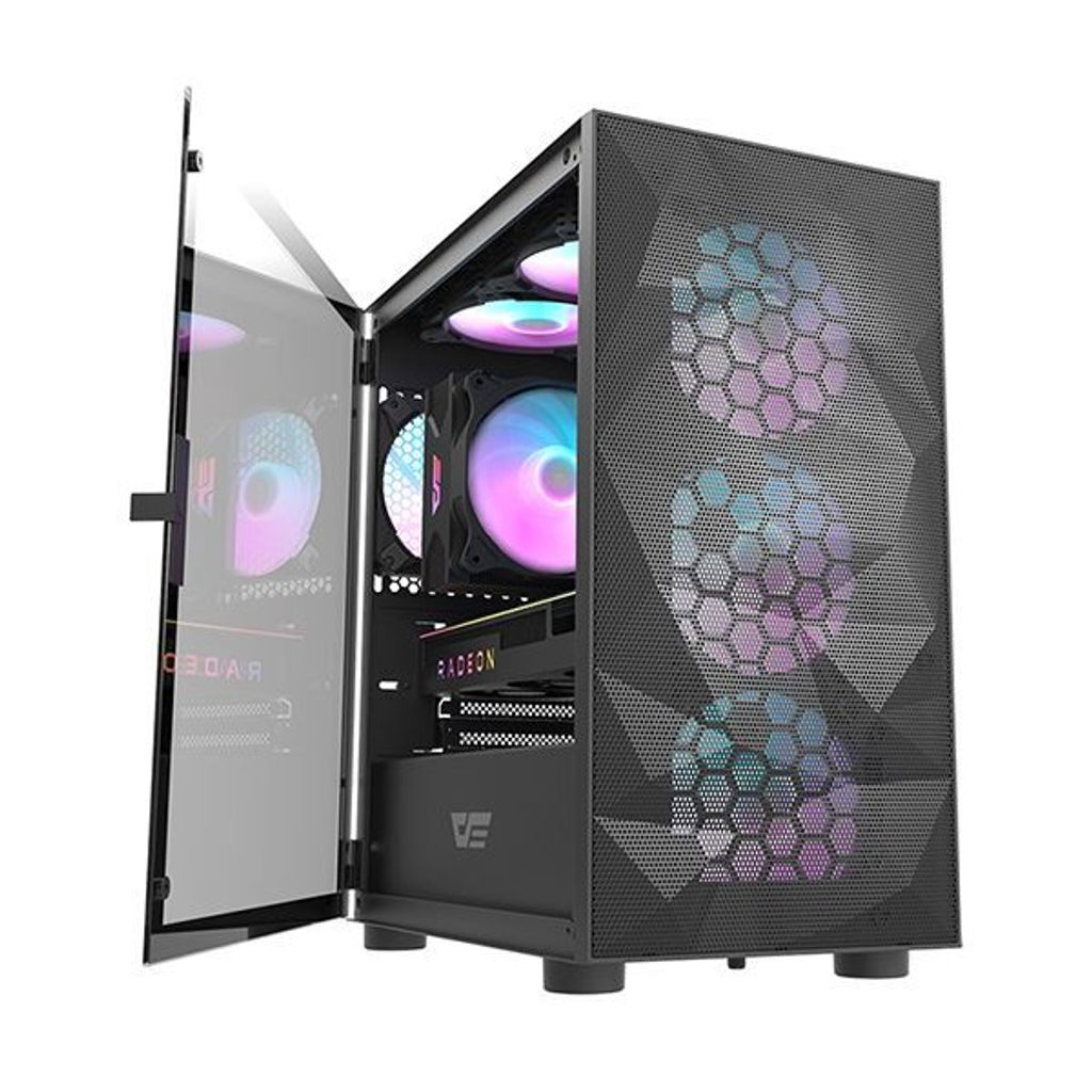 DarkFlash DLM21 Mesh Luxury M-ATX Gaming Casing with 4pcs darkFlash C6 ...