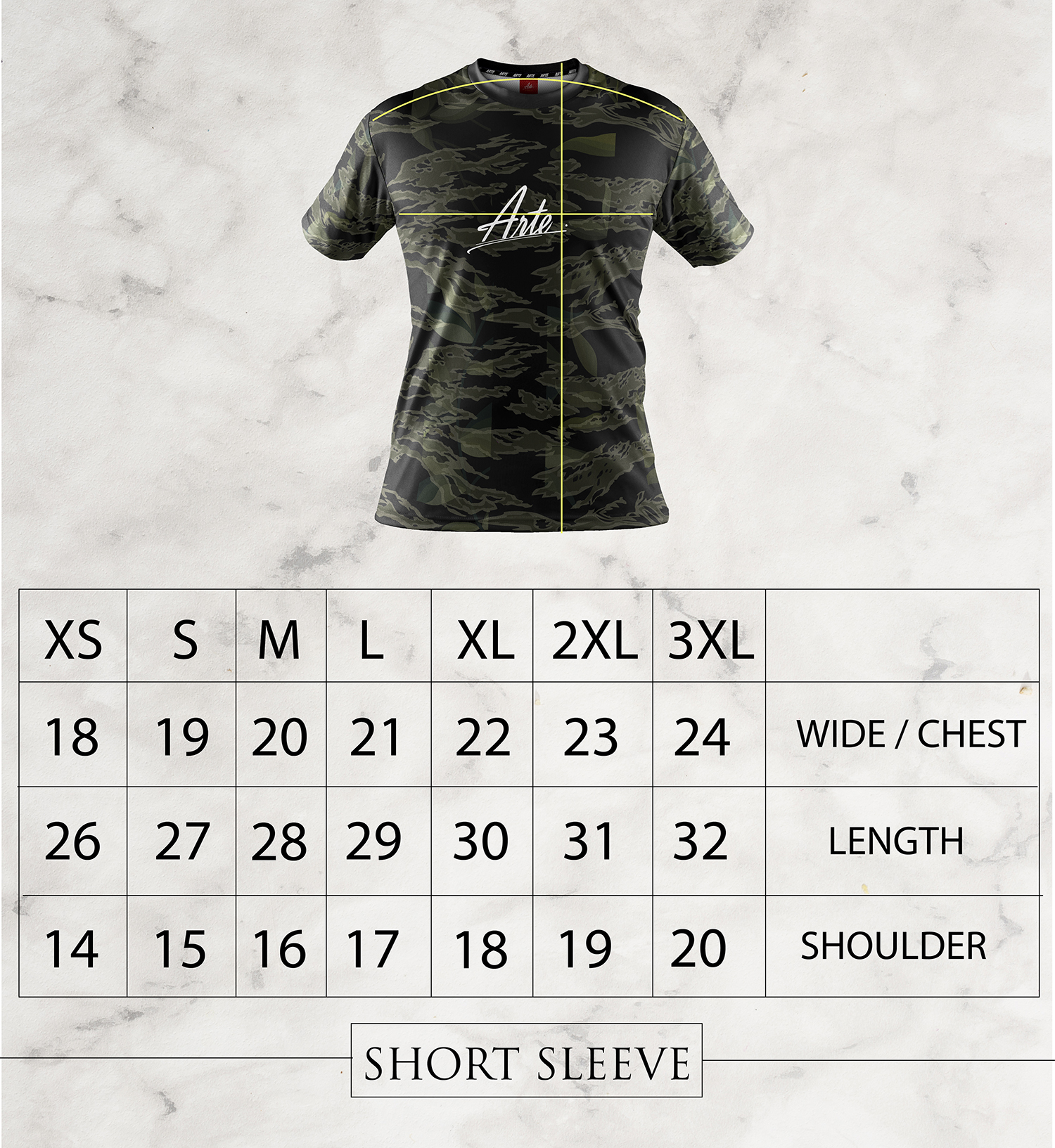 Size Charts – Arte Store