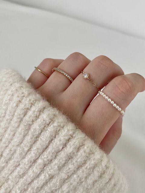 Pearl Beaded Ring 溫柔珍珠彈力鏈戒 – GLOWEE