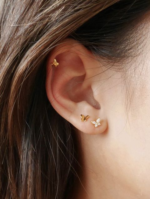 Butterfly Gold Diamond Studs 蝴蝶閃鑽金迷你耳釘 – GLOWEE
