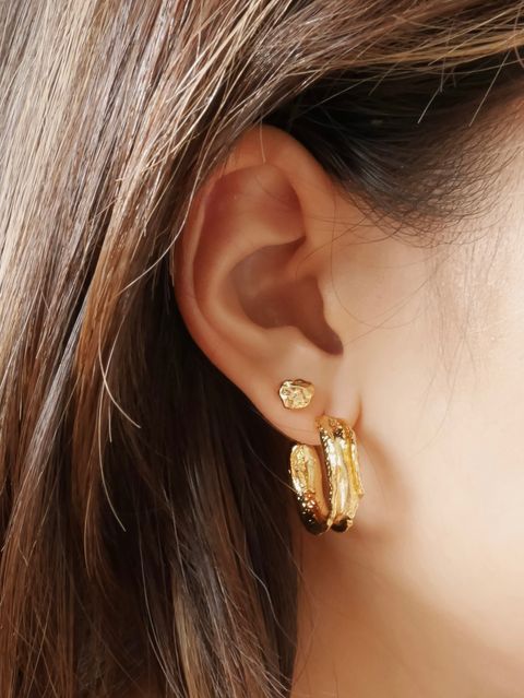 Wabisabi Gold Hoops 18k 歐美不規則金圈 – GLOWEE