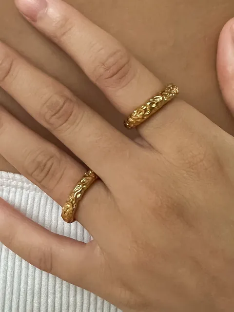 Wabisabi Gold Ring 18k 歐美不規則紋理金戒 – GLOWEE