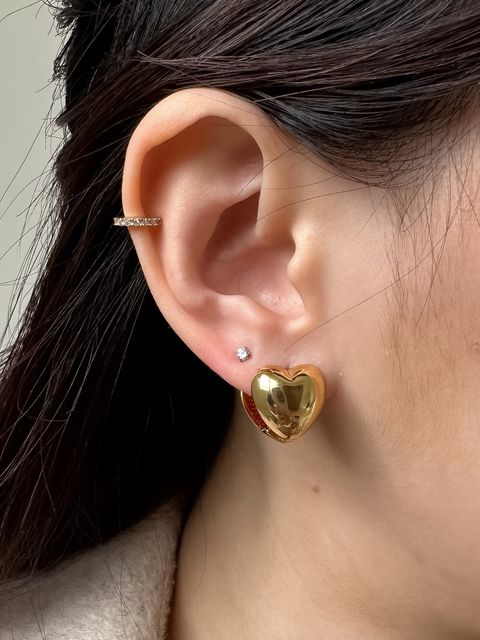 Heart Clip Gold Earrings 18k 立體愛心金耳環 – GLOWEE