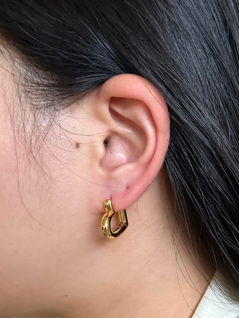 Heart Gold Hoops 18k 歐美愛心金耳圈 – GLOWEE