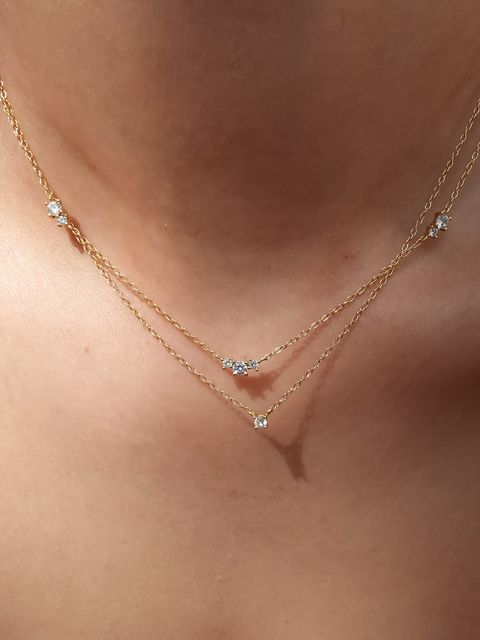 Thalia Diamond Necklace 多鑽鎖骨金鍊 – GLOWEE