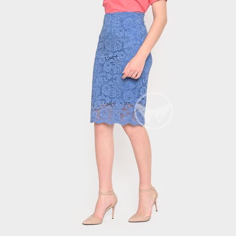 The-Fahrenheit Noelle Uniqlo Lace Tight Skirt - Blue – The-Fahrenheit ...