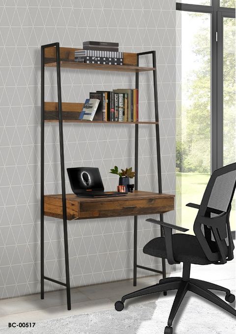 Tekkashop LDST0832BR Home Rustic Style Wooden Study Table With Multiple ...