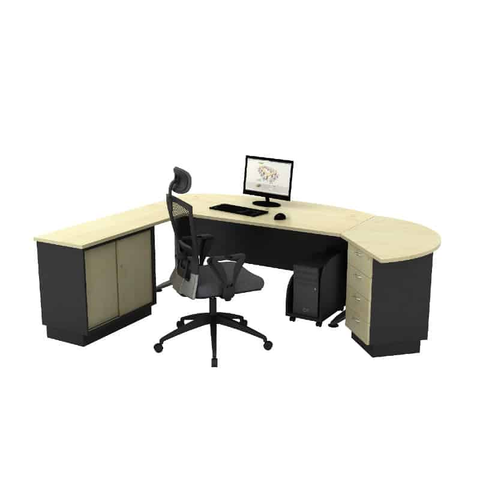 Tekkashop MXOT2982 Commercial Melamine Curve Top J Shaped Executive ...