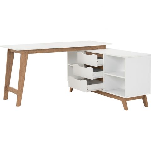 Tekkashop FDST917 Modern Office Design Engineered Wood L-Shaped Home ...