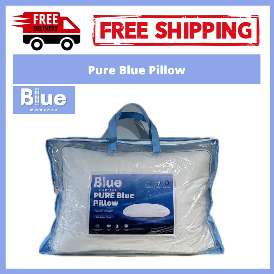 [100-Night Free Trial ] Pure Blue Pillow Microfibre Pillow with Full ...