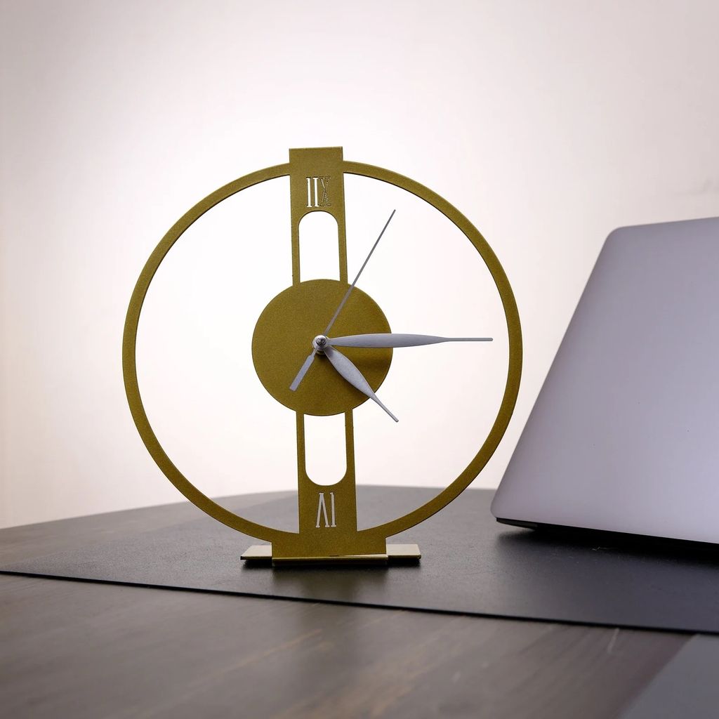 Modern Office Desk Clock, Tabletop Clock, New Home Gift, Metal Clock ...