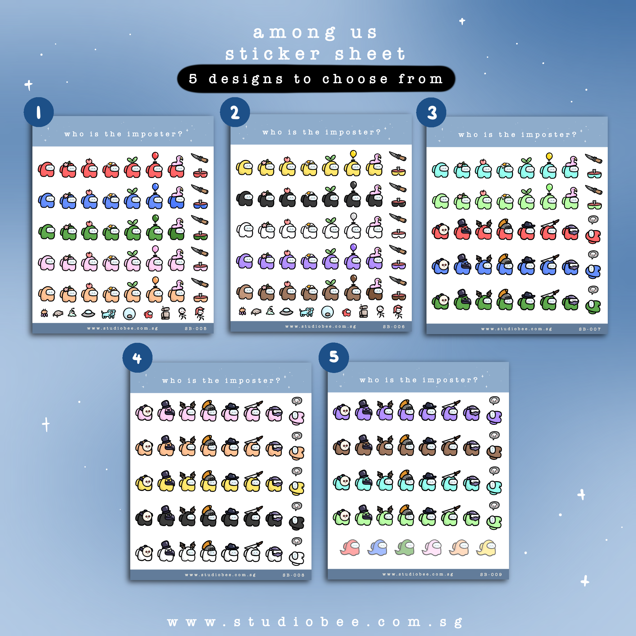 Among Us Sticker Sheet – Studio Bee