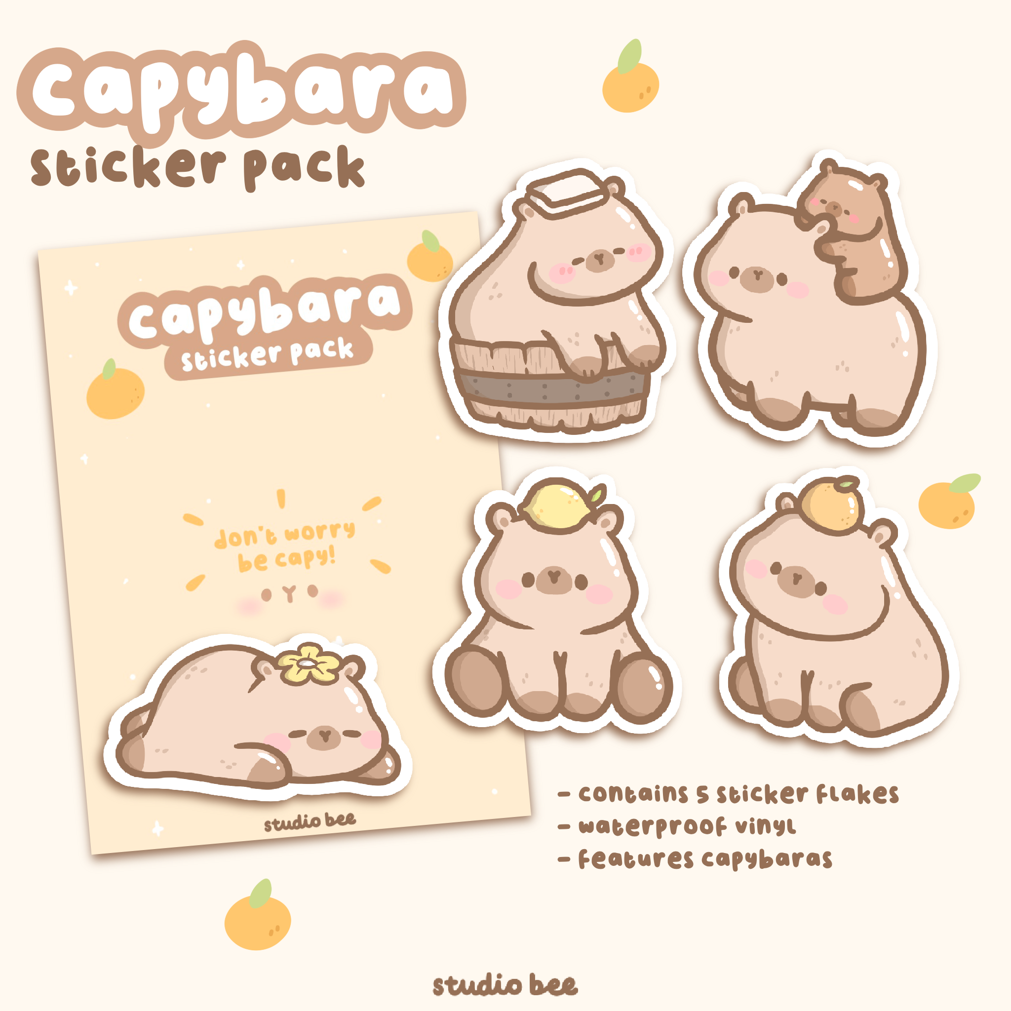 Capybara Sticker Pack – Studio Bee