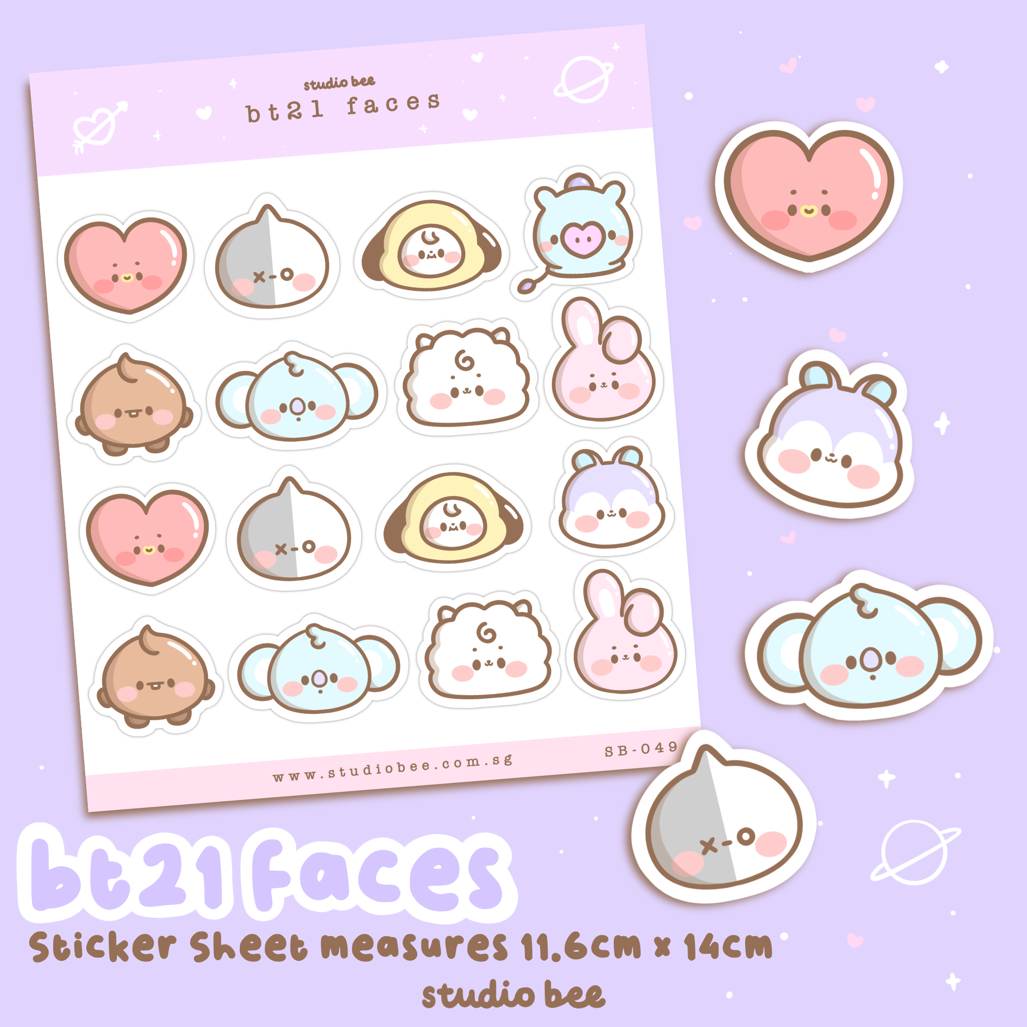 BT21 Faces Sticker Sheet – Studio Bee