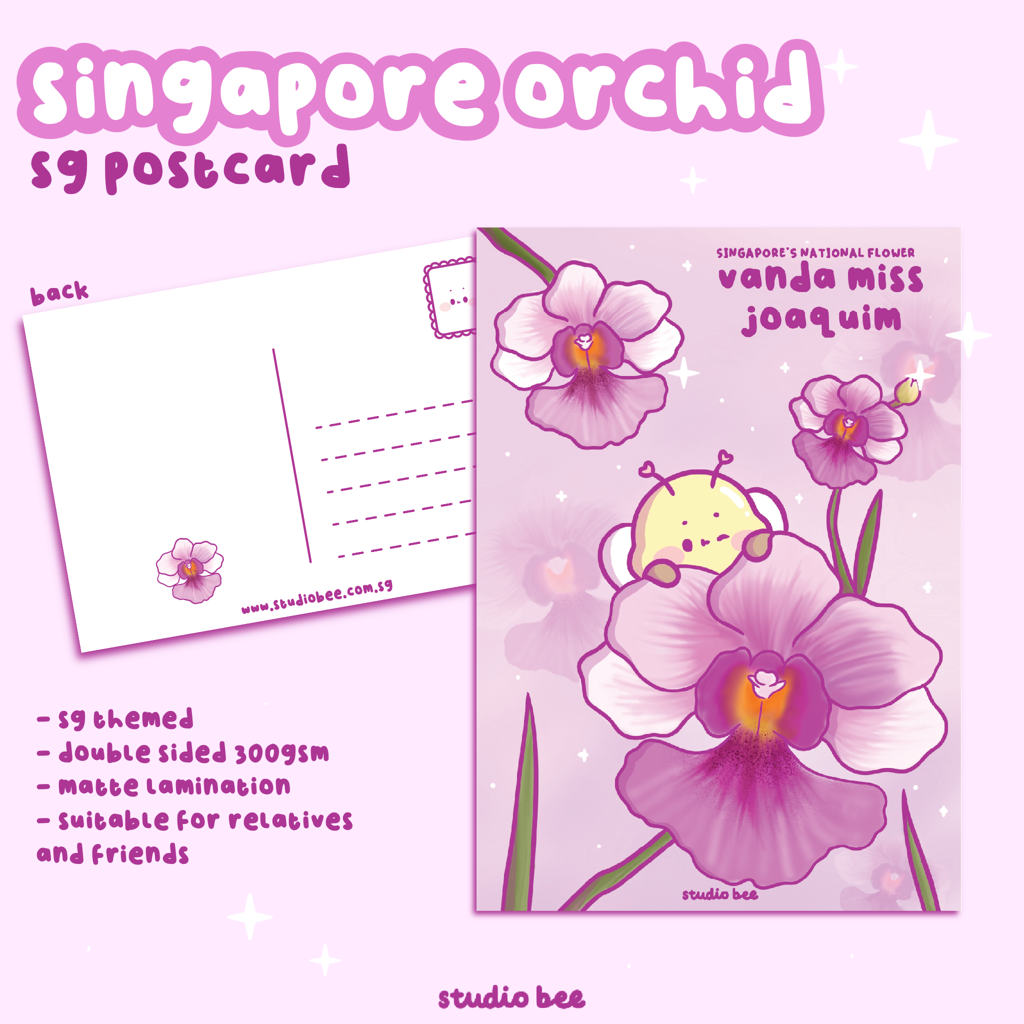 Singapore Orchid Postcard – Studio Bee