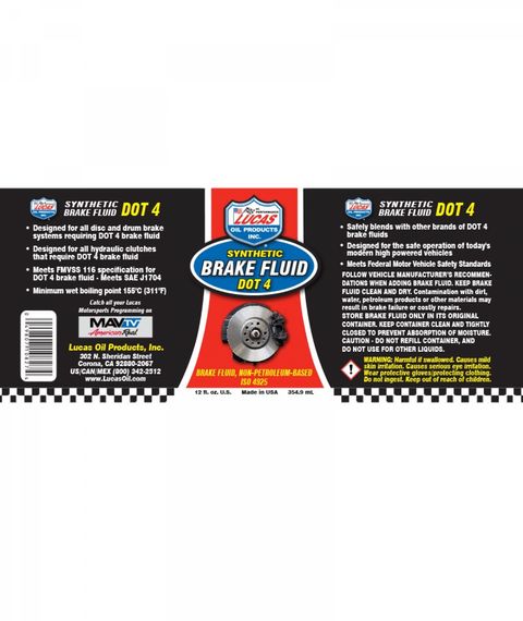 Lucas Synthetic Dot 4 Brake Fluid (12oz / 354.9ml) – Works Engineering ...