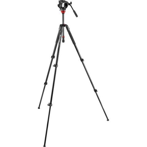 Manfrotto 500 Fluid Video Head with 190X Video Aluminum Tripod ...