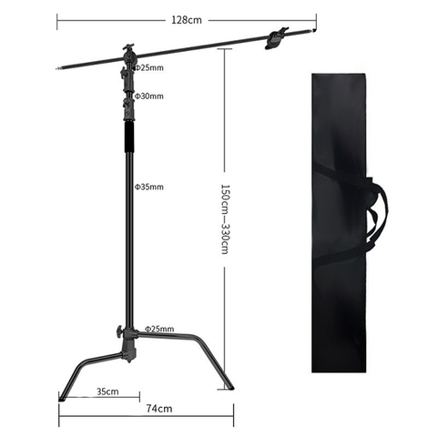 CGZ Heavy Duty C-Stand Boom Arm Stainless Steel 330cm Height with Carry ...