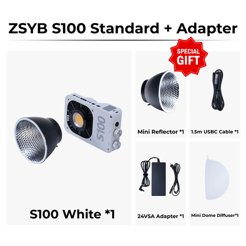 ZSYB 100W S100 Pocket COB LED Video Light Bi-Color For Live Streaming ...