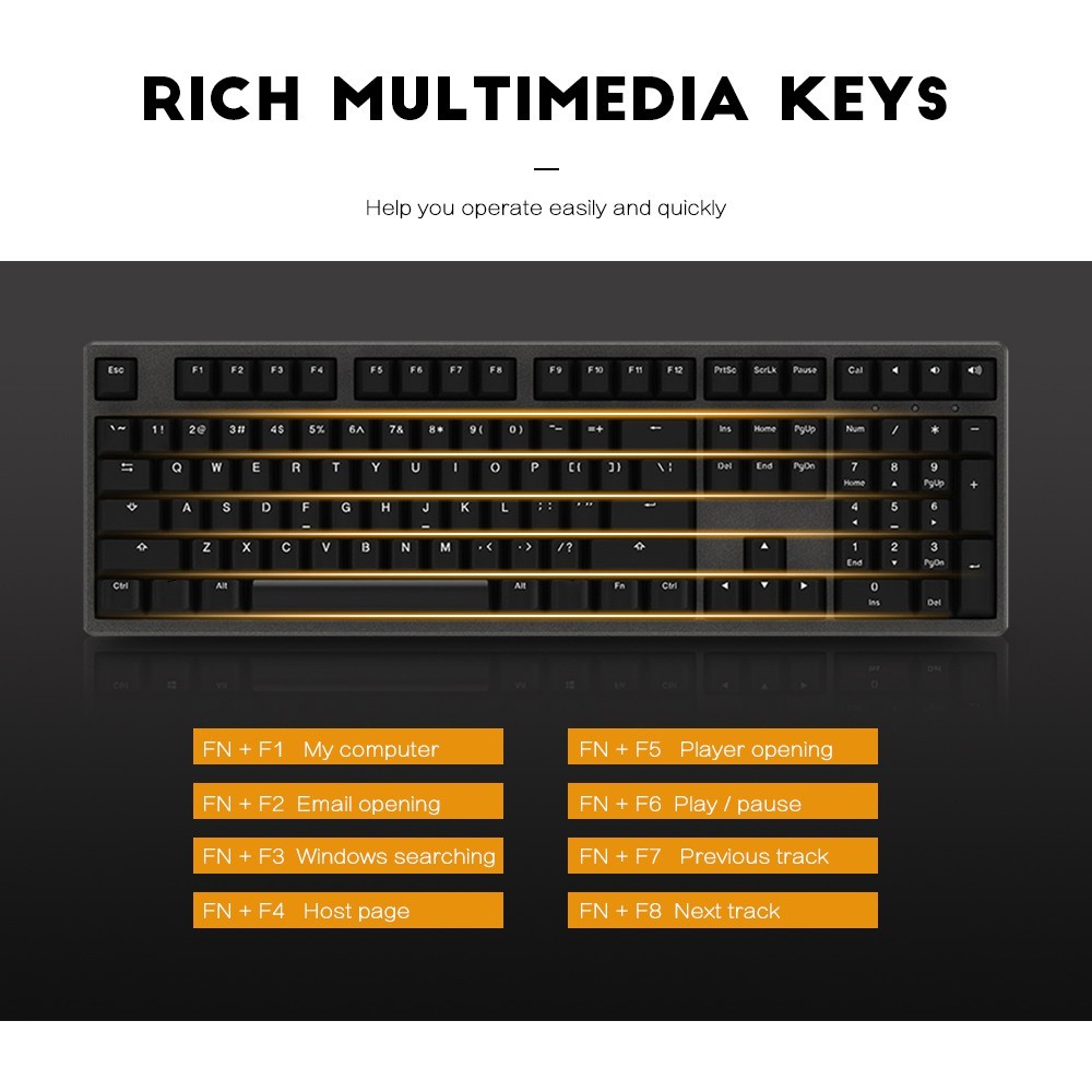 AKKO 3108 Mechanical Keyboard with Cherry Axis PBT Side Engraved Wired ...