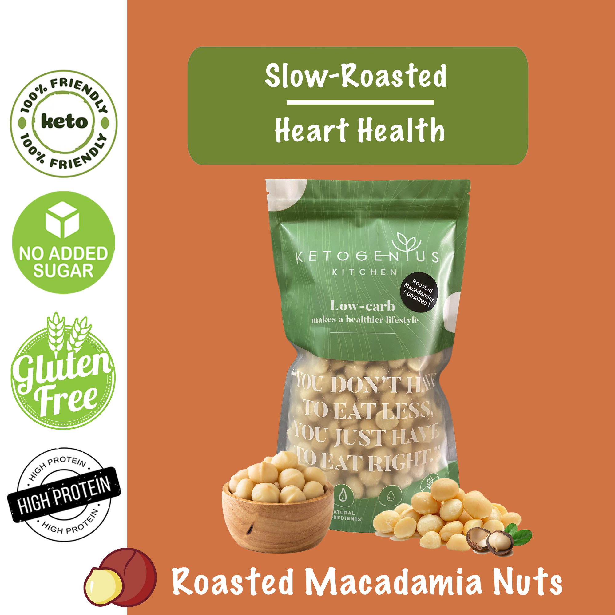 Roasted Premium Macadamia - Whole Kernels (Unsalted) – Ketogenius Kitchen