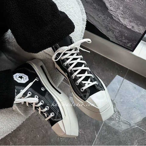 Converse Chuck 1970 De Luxe Squared（兩色）黑色 白色 厚底 幾何 方頭 切邊 高筒 – Kazima Studio