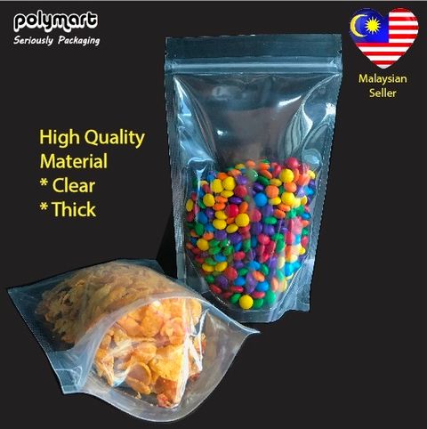 Clear Stand Pouch with Ziplock (100Pcs) – Bake @ Polymart