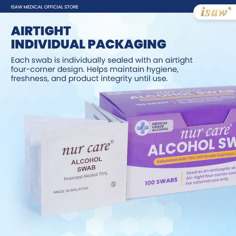 Medical Grade Alcohol Swab - 100Pcs Pack (70% Isopropyl Alcohol) – iSaw ...