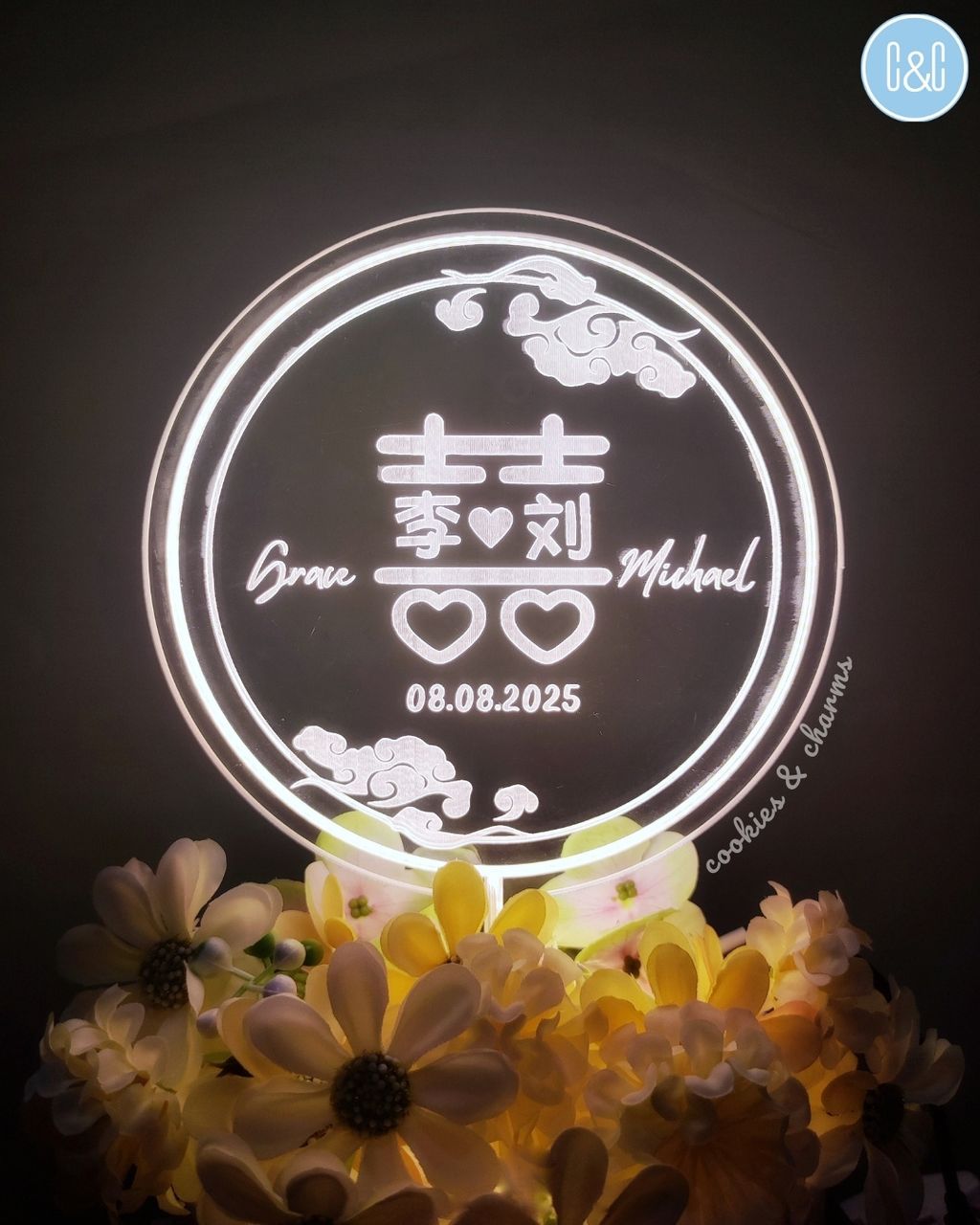Personalise Glowing Neon LED Cake Topper – Cookies And Charms