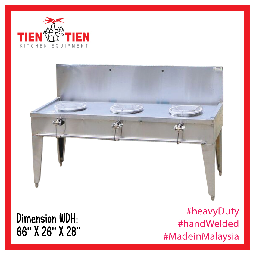 SS/KR44 TIEN TIEN Stainless Steel 3 Ring Kwali Range (E)
