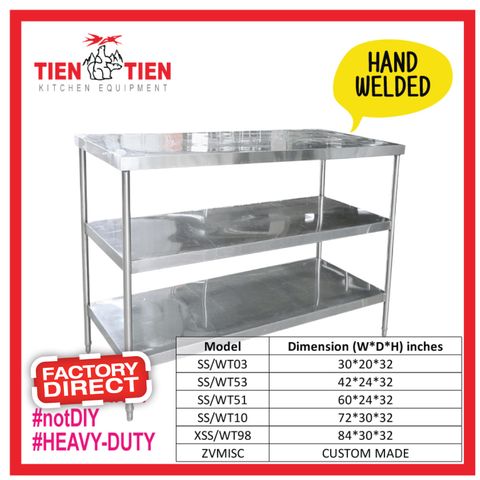 TIEN TIEN Stainless Steel 3 Tier Work Table SS/WT Series (SS058)