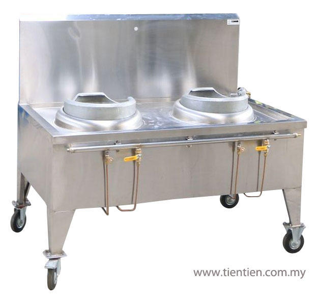 SS/KR02 TIEN TIEN Stainless Steel 2 Ring Kwali Range c/w Cast Iron