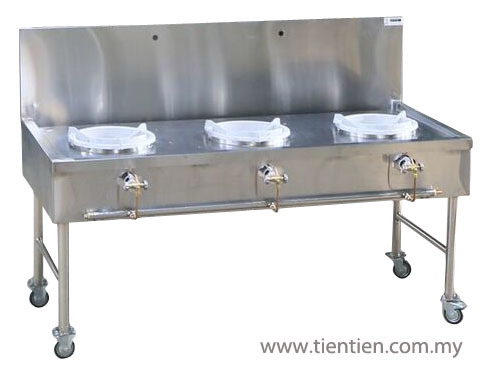 TIEN TIEN Stainless Steel 3 Ring Kwali Range (E) c/w Wheel