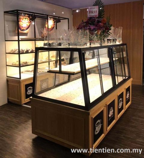 TIEN TIEN Customized Bakery Showcase Black & Oak Industrial Series ...
