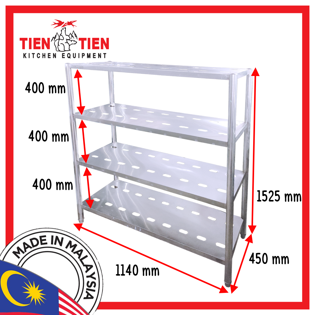 TIEN TIEN Stainless Steel 4 tier Rack with Preforated Holes