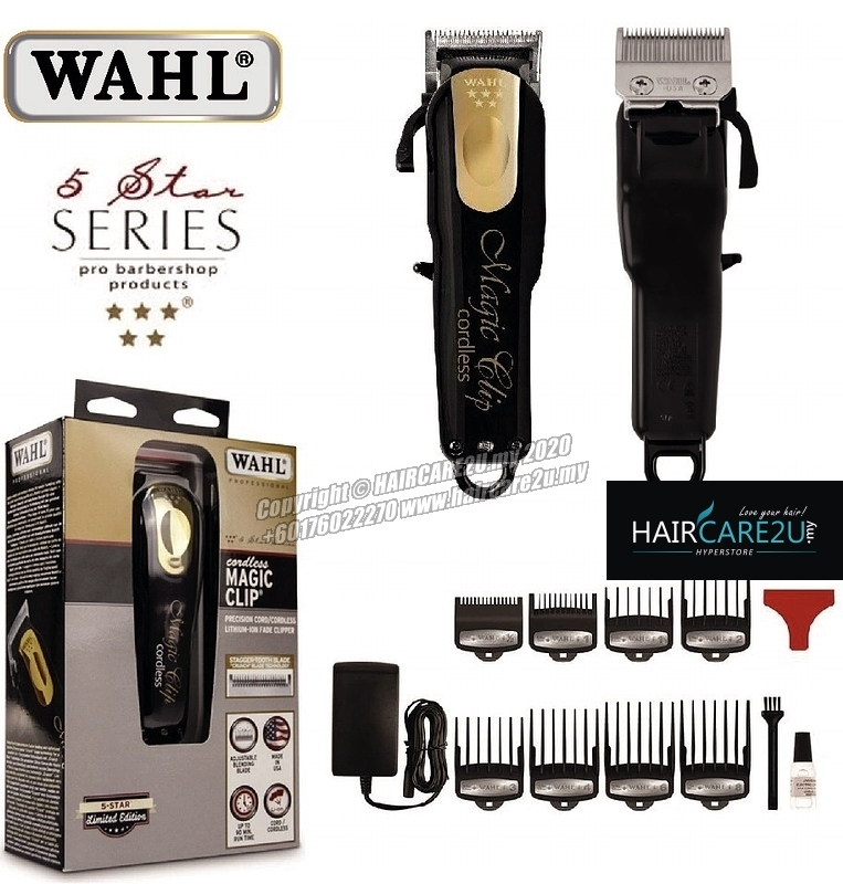 Wahl 5-Star Black Gold Magic Clip Cordless Clipper and Detailer Barber ...