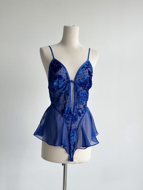 Vintage Victoria's Secret Floral Velvet Chiffon Teddy (S) – Violette Wears