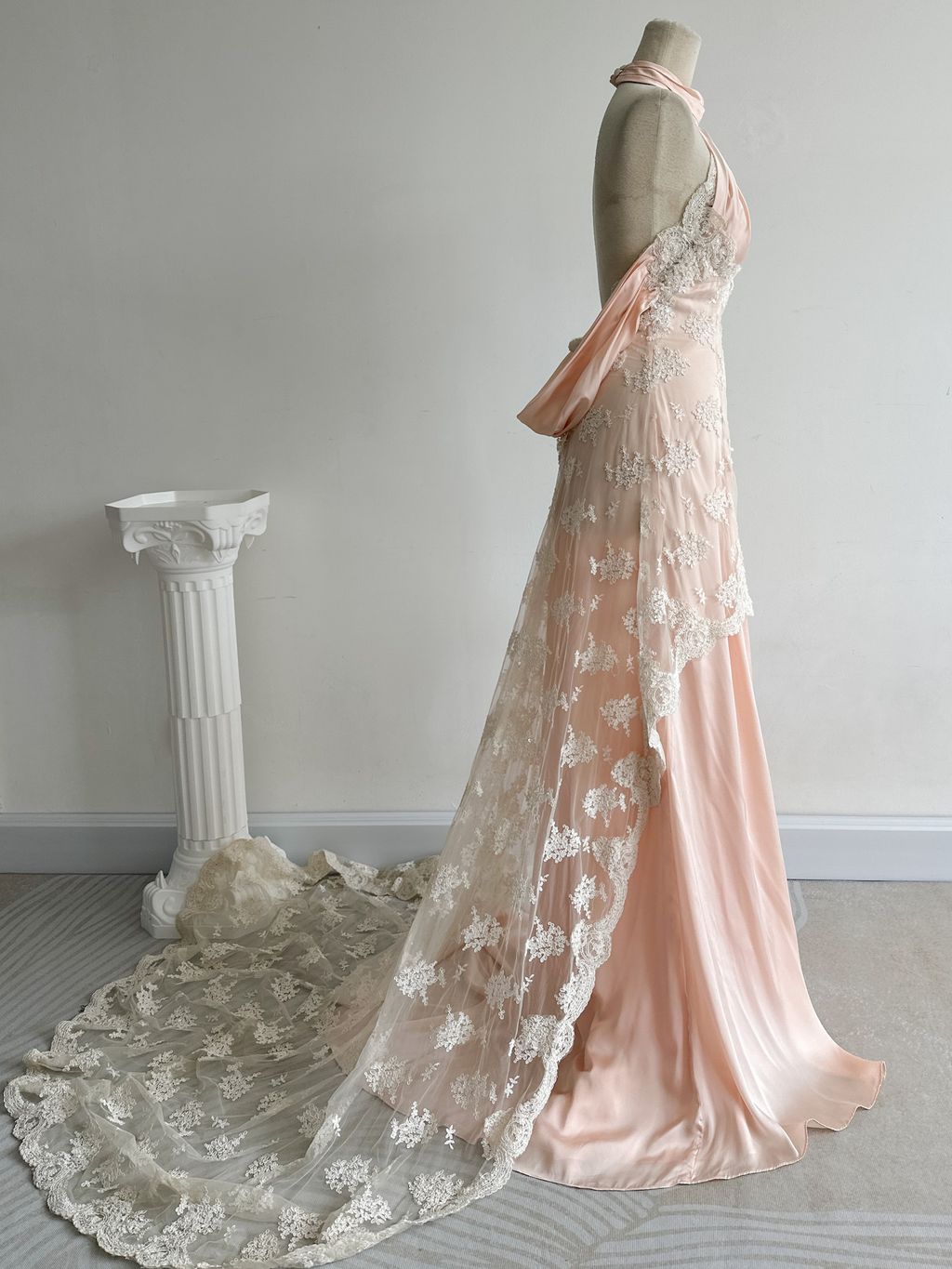 Ethereal Blush Bridal Lace Satin Gown (S-M) – Violette Wears