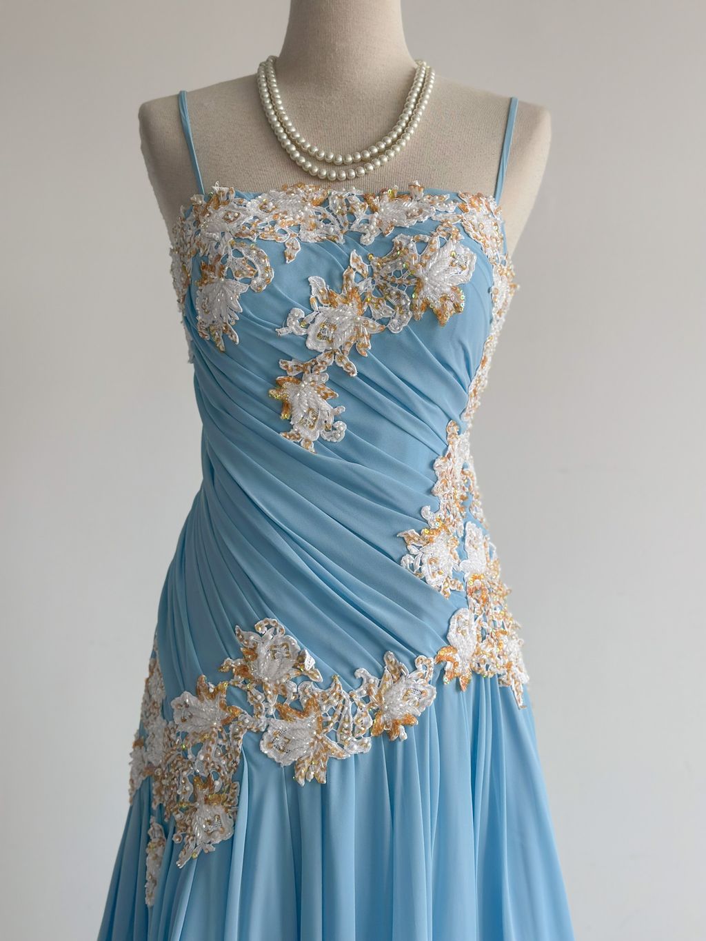 Enchanting Chiffon Draped Beaded Lace Dress (S) – Violette Wears