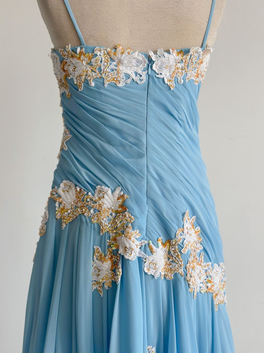 Enchanting Chiffon Draped Beaded Lace Dress (S) – Violette Wears