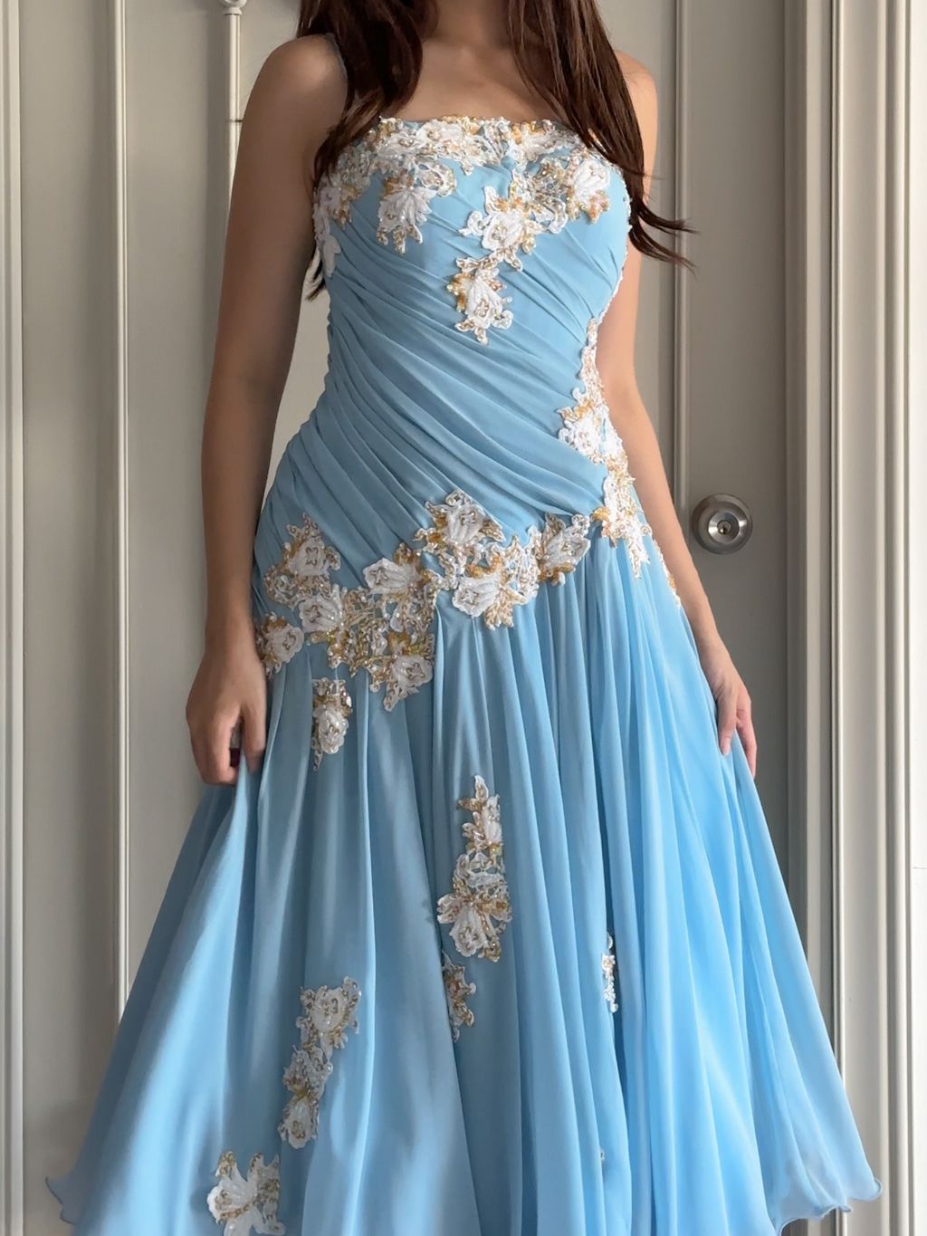 Enchanting Chiffon Draped Beaded Lace Dress (S) – Violette Wears