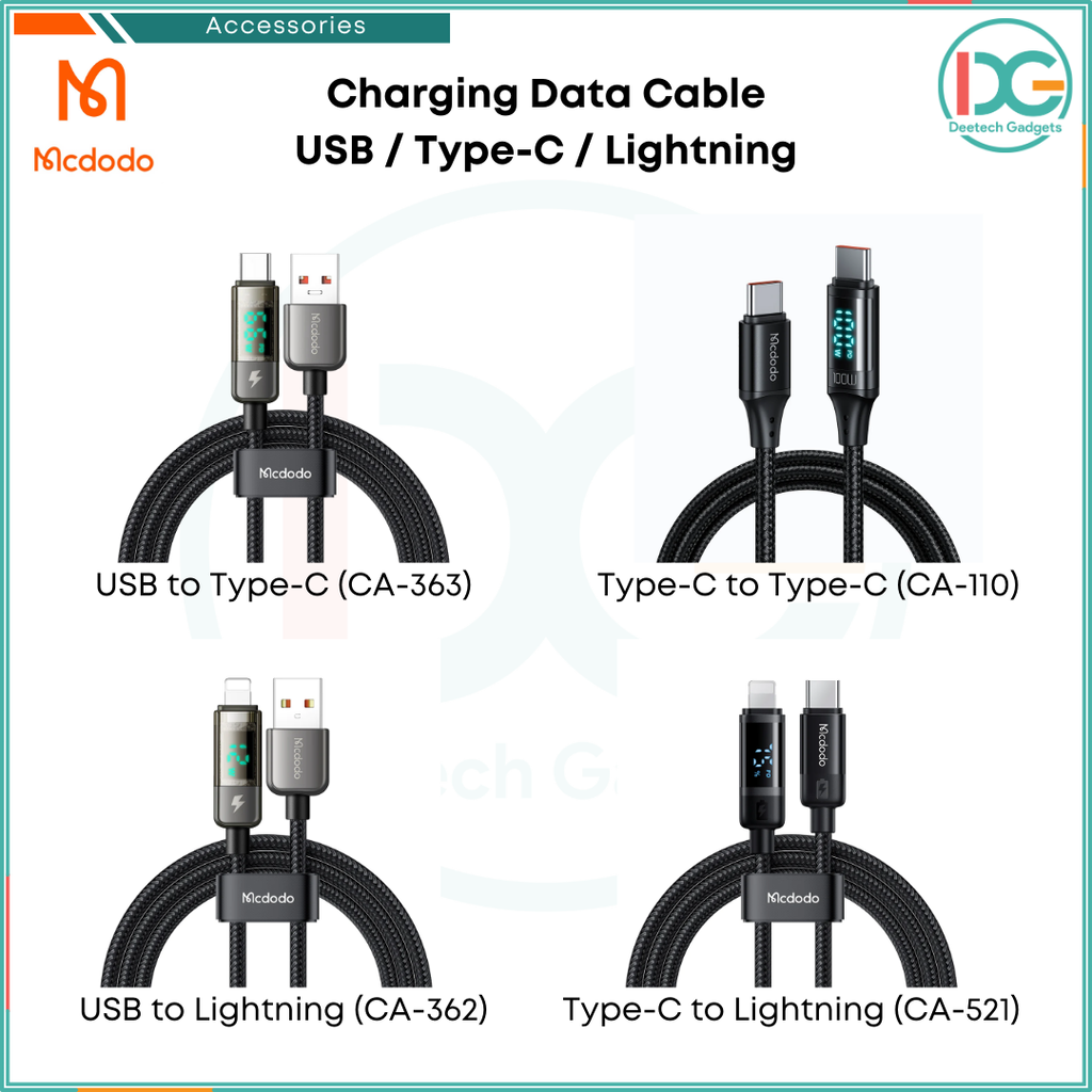 Charging / Data Cable (Digital) 36W to 100W | USB / Type-C / Lightning ...