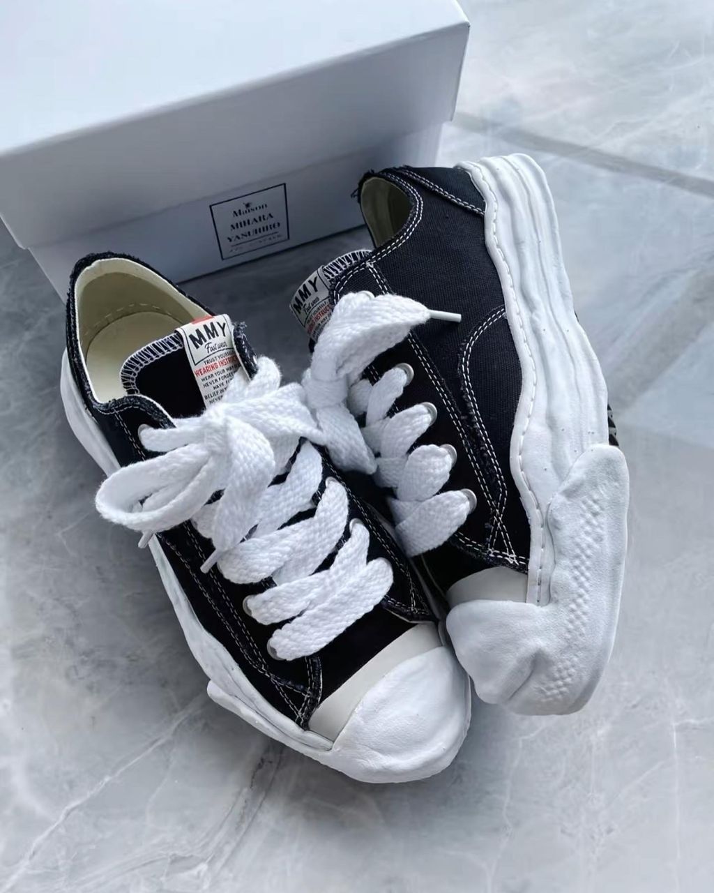 MAISON MIHARA YASUHIRO ORIGINAL SOLE TOE CAP MMY 三原康裕 溶解鞋 經典黑白 A05FW702 ...