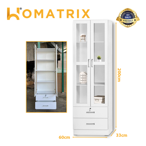 2' X 7' Glass Cabinet With Drawers – Homatrix Furniture