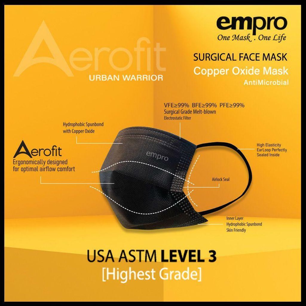 EMPRO COPPER OXIDE MASK 4 PLY [ANTI-MICROBIAL] AEROFIT 4V SERIES - KILL ...
