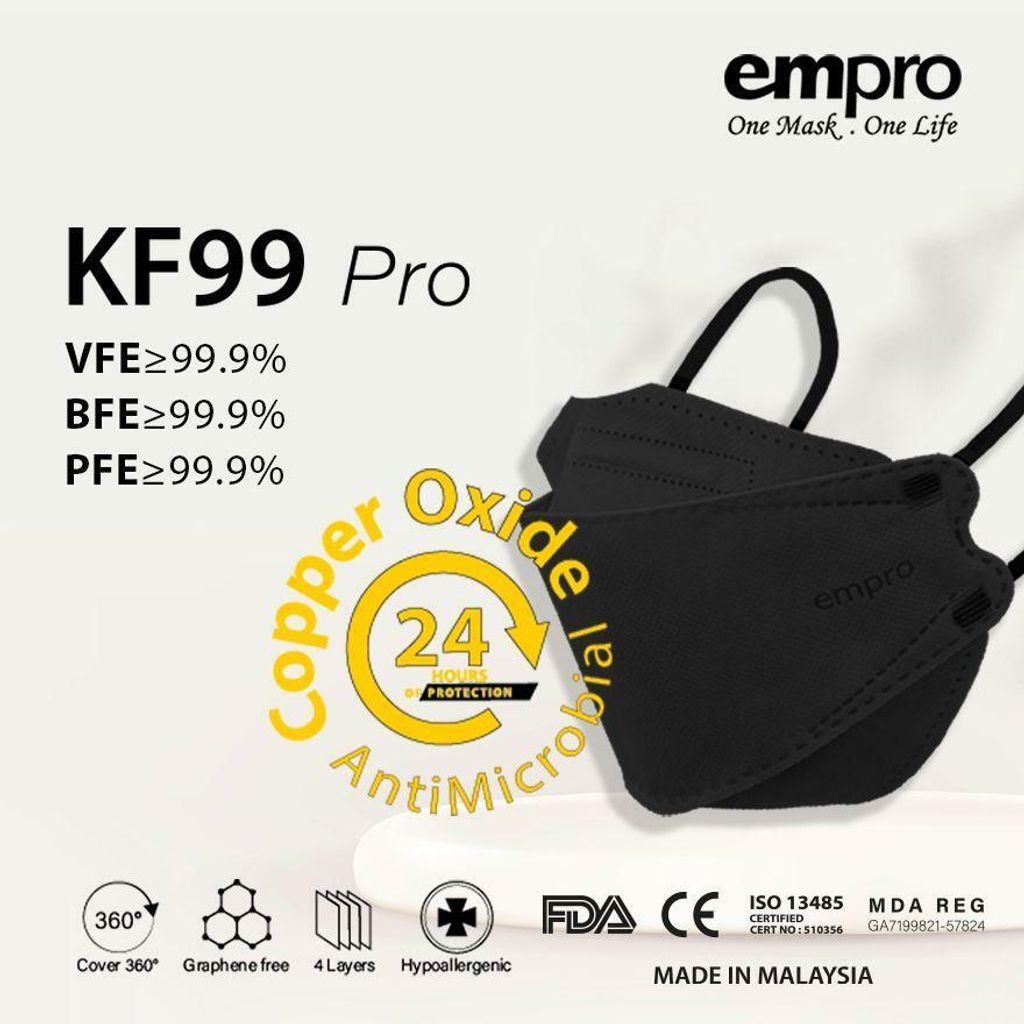 EMPRO RESPIRATOR KF99 PRO COPPER OXIDE [ANTI-MICROBIAL] FACE MASK VFE ...